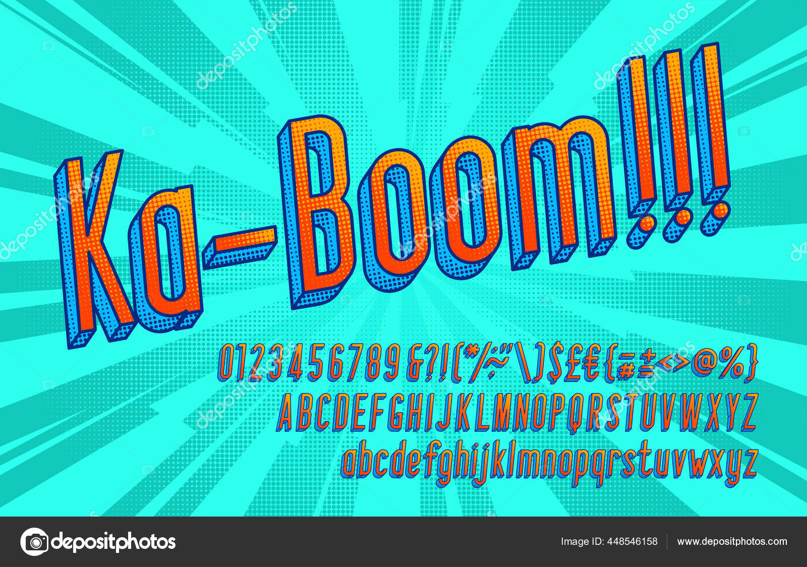 Boom Alphabet Font Letters Numbers Punctuation Retro Comic Style ...