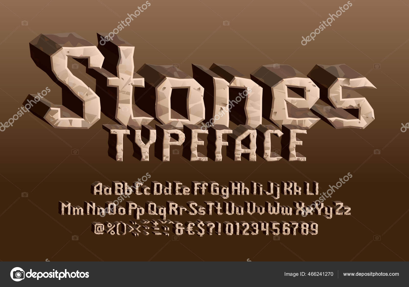 Stones Alphabet Font Cartoon Letters Numbers Symbols Uppercase ...