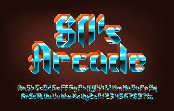 Arcade Alphabet Font Digital Letters Numbers 80S Arcade Video Game ...