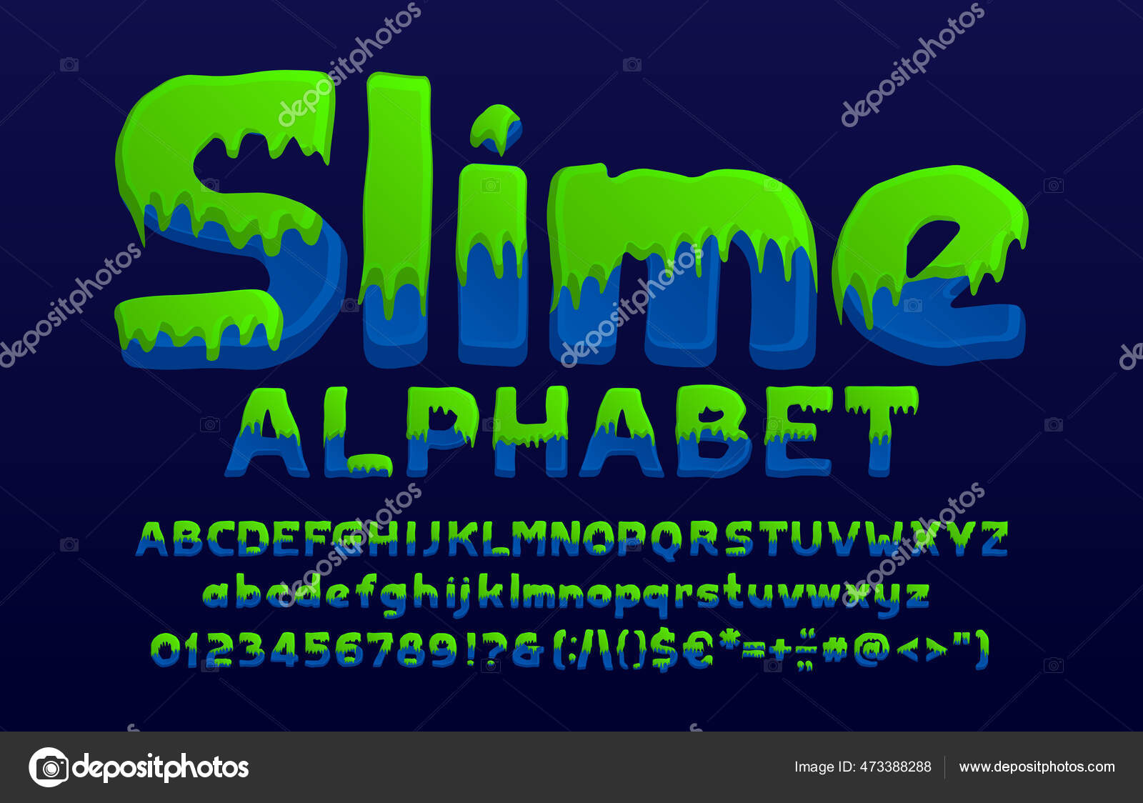 Slime Alphabet Font Hand Drawn Letters Numbers Punctuation Uppercase ...