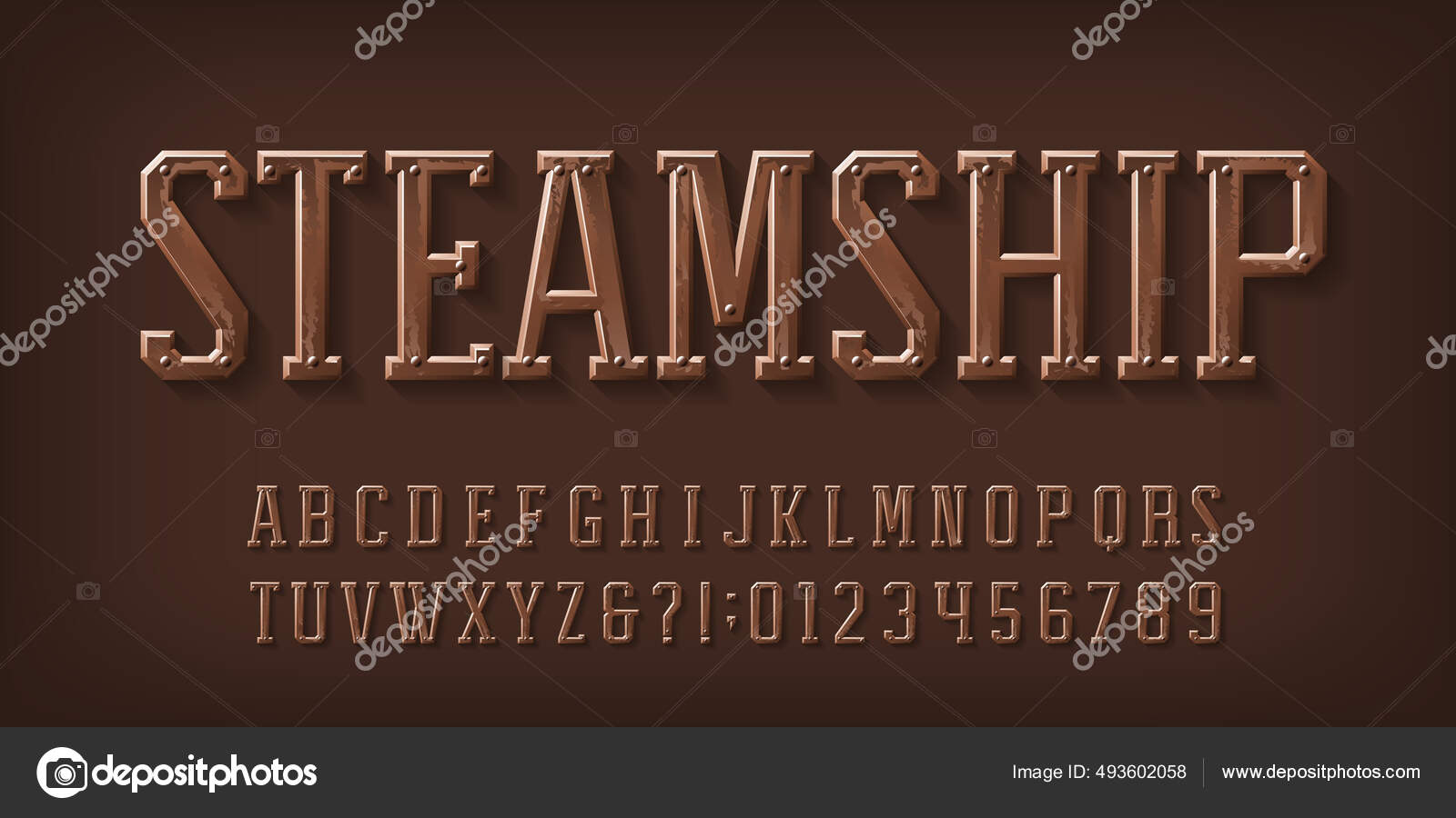 Steamship Alphabet Font Rivet Letters Numbers Symbols Stock Vector ...