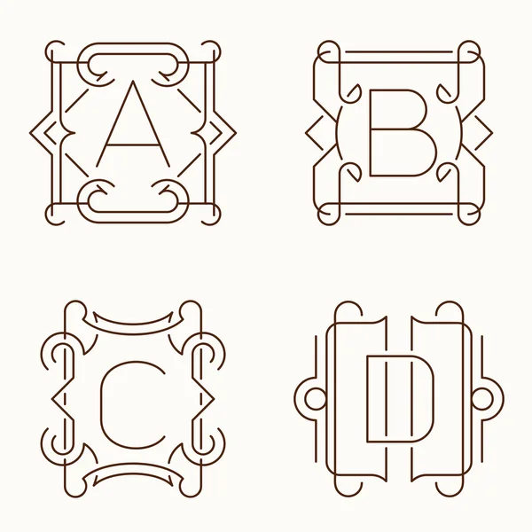 Vector mono line monograms. M, N, O, P. — Stock Vector © Epifantsev ...