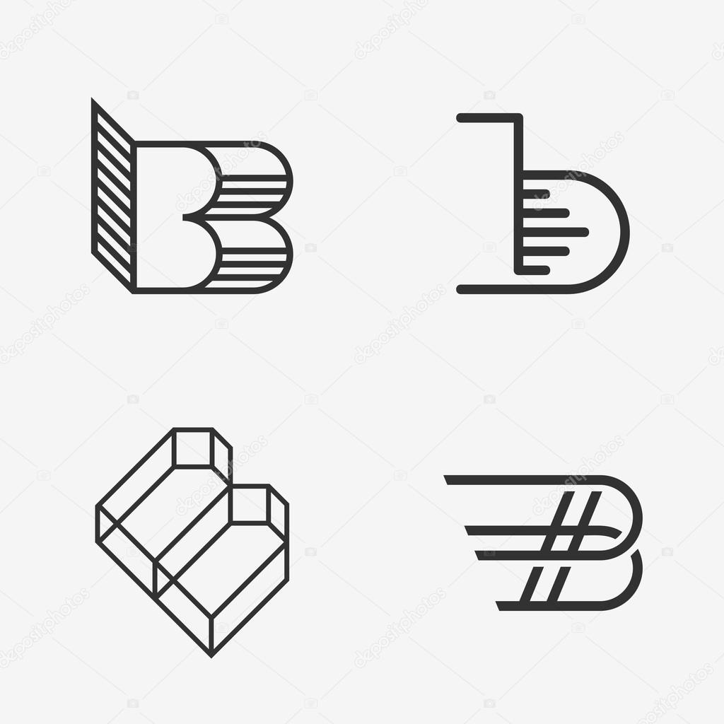 The set of letter B sign, logo, icon design template elements. Stock ...