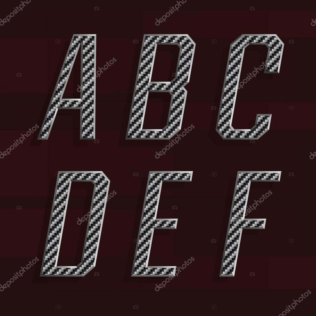 Carbon fiber Alphabet Vector Font. Part 1 of 6. Letters A - F. Stock ...