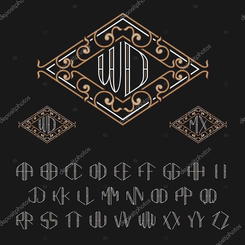 Two letters monogram template. Set of letters from A to Z. Stock Vector ...