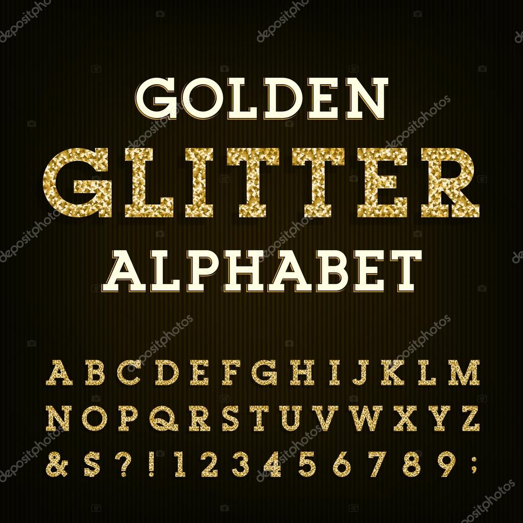 Golden glitter alfabeto vector fuente . Vector de Stock de ©Epifantsev ...