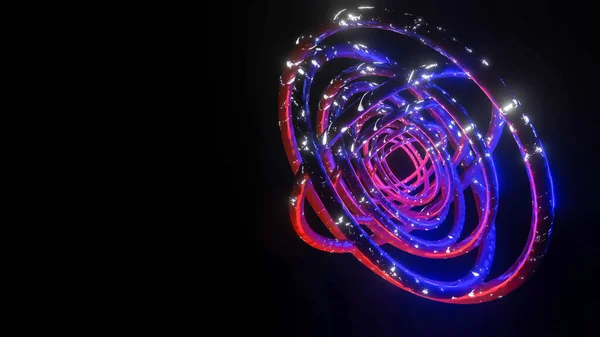 background of several three-dimensional rings with a luminous texture ...