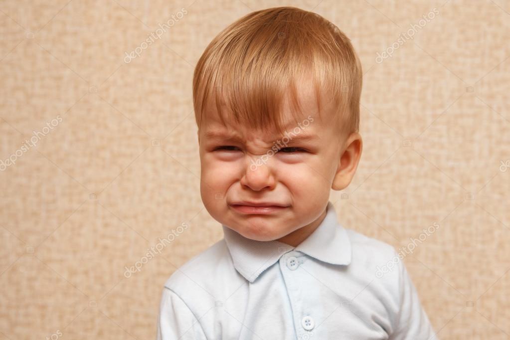 Little boy crying out loud, close-up portrait — Stock Photo © Toomler ...