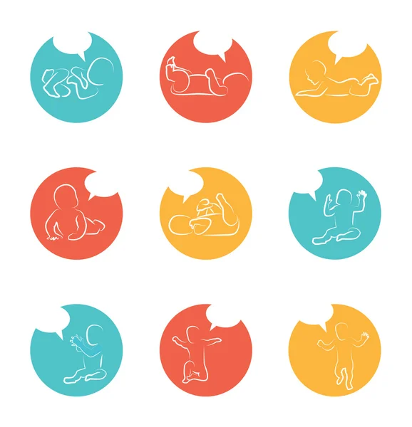 Baby Development Stages Milestones First One Year- colorful ...