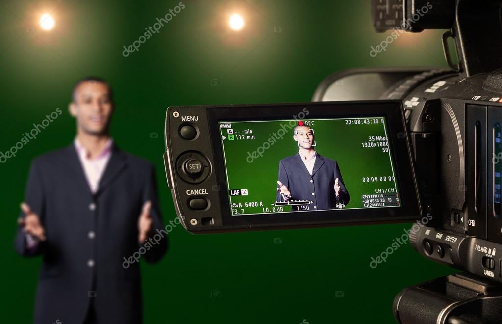 Presenter in the Viewfinder of a Digital Video Camera — Stock Photo ...