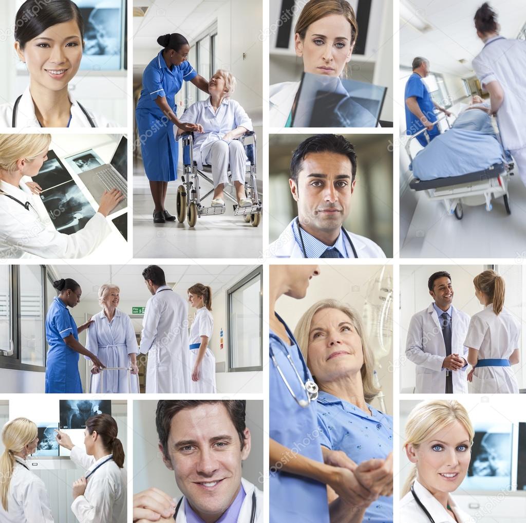 Medical Montage Patients Doctors & Nurses Hospital Stock Photo by ...