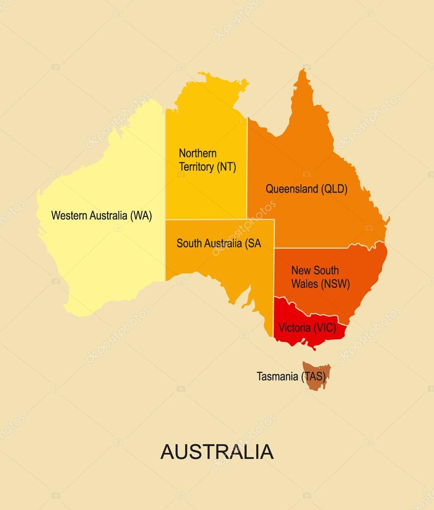 Australia Map With Regions And Their Capitals Vector Image