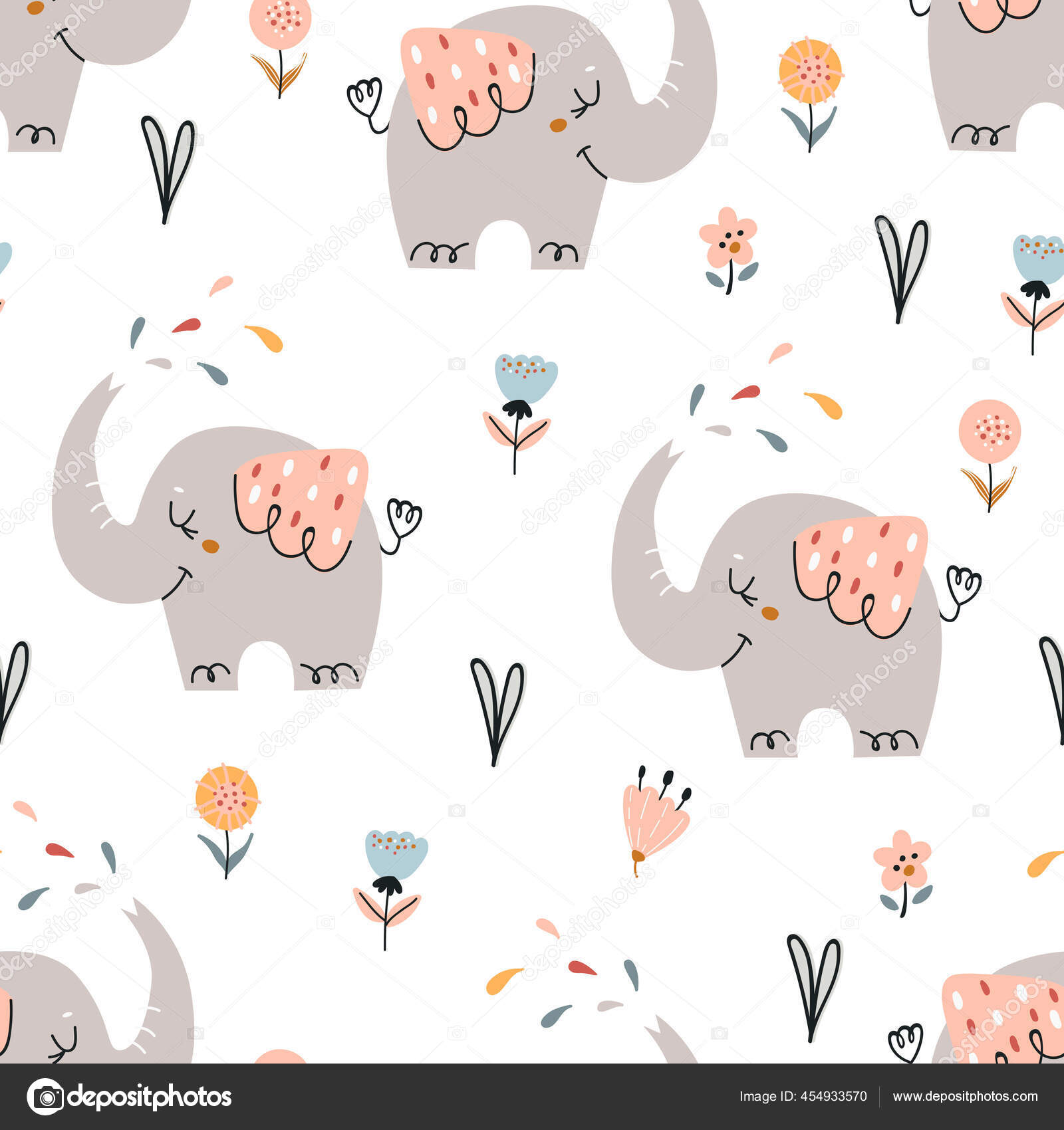 Cute Elephant Pattern Background