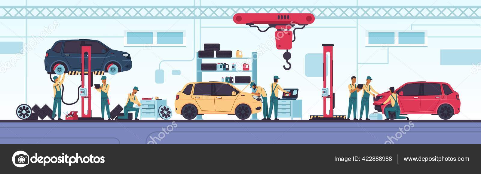 Auto Repair Shop Cartoon