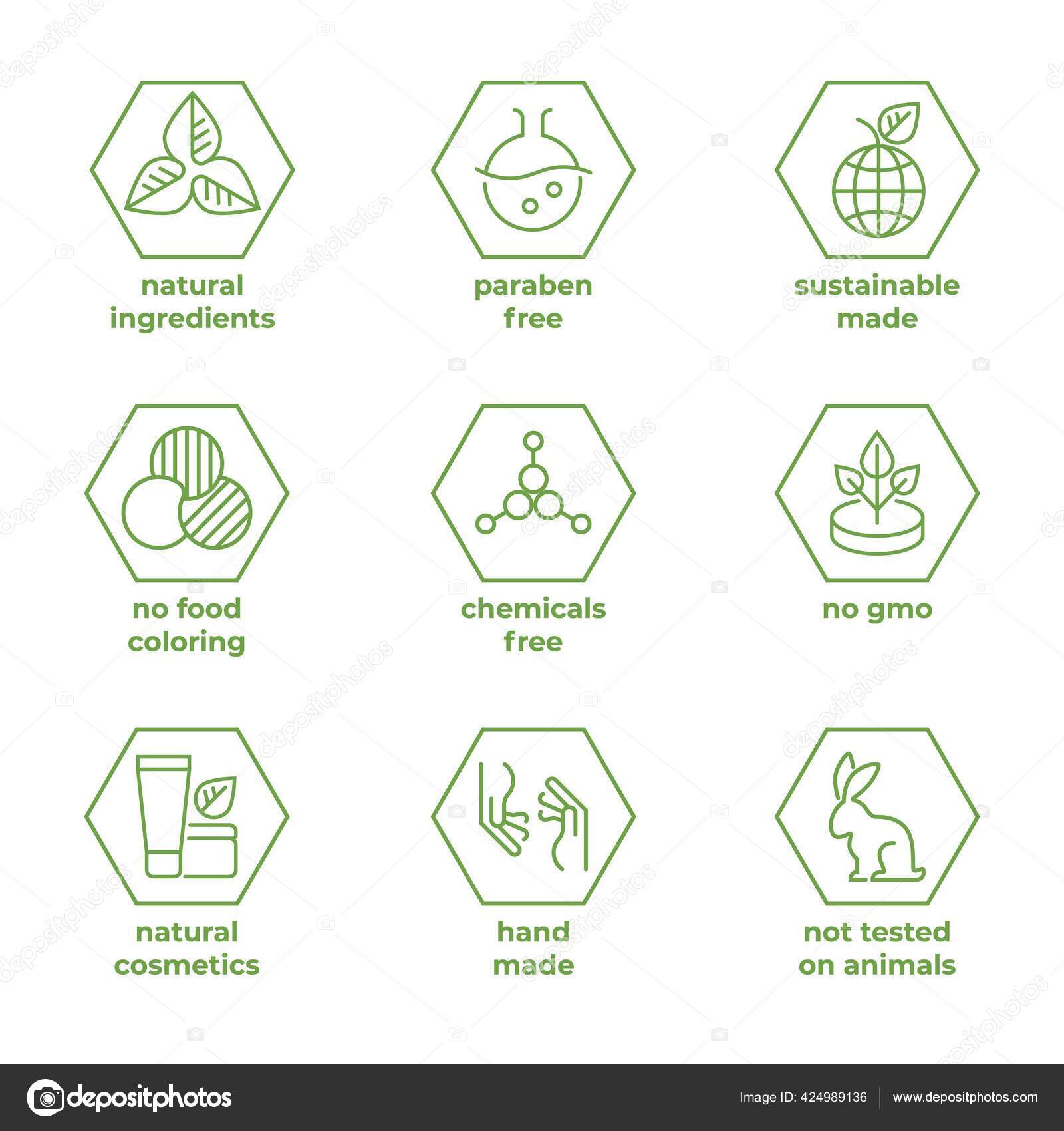 Natural cosmetic line badge. Bio and eco marking on packaging, labels ...