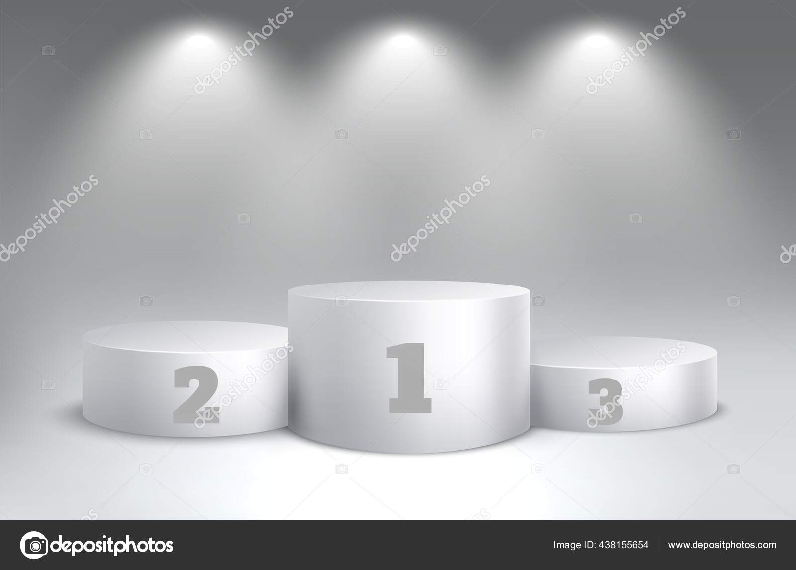 Winners podium. Triumph winning realistic round stand with numbers ...