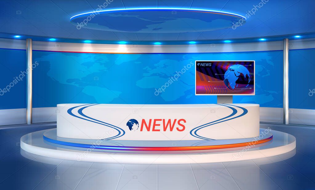 Sala de noticias. Estudio realista para grabar programas de televisión ...