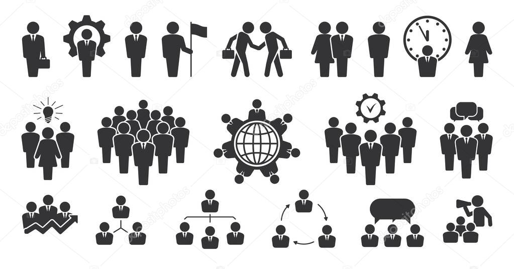 Icono de grupo de personas. Las personas siluetas y símbolos de la ...