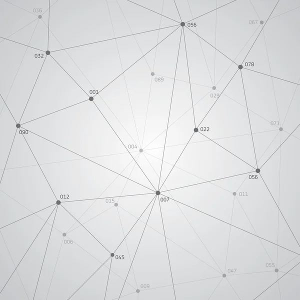 Abstract vector background, geometry, lines and points with numbers ...