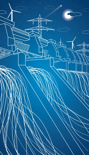 Vector hydro power plant, vector lines station Stock Vector Image by ...