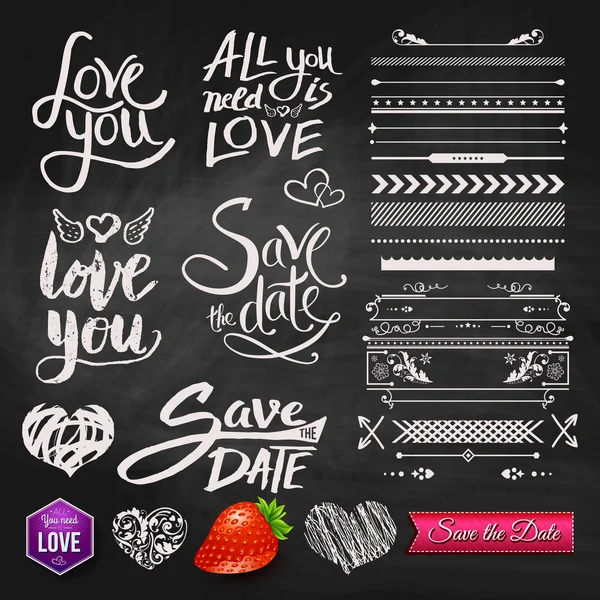 Love Texts, Borders, Symbols on Wooden Background Stock Vector Image by ...
