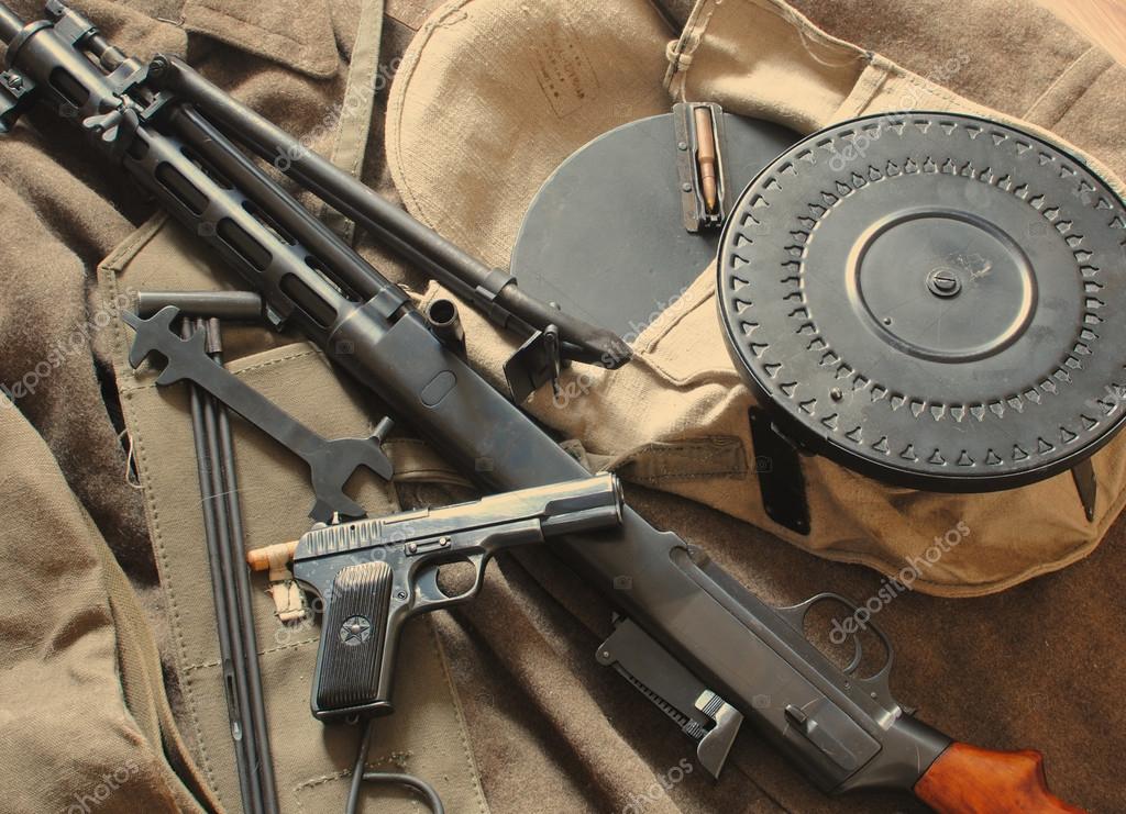 Soviet machine gun and pistol Stock Photo by ©Spy1nick 107476176