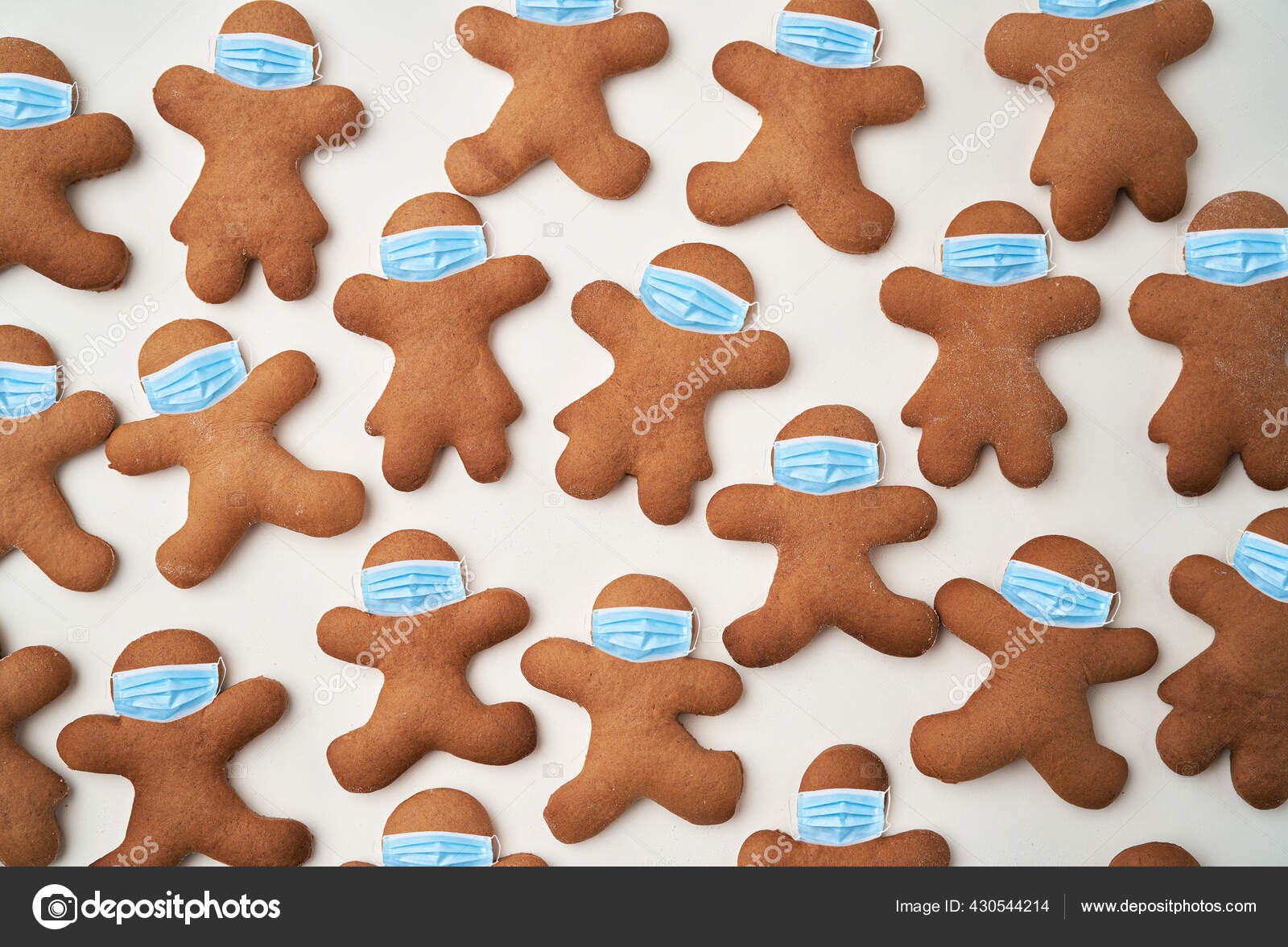 Top View Gingerbread Man Face Masks Stock Photo by ©gpointstudio 430544214