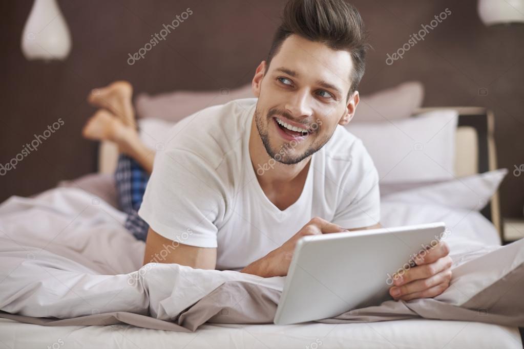 Man using digital tablet — Stock Photo © gpointstudio #83662742