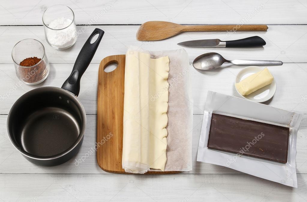 How to make palmier biscuits - french cookies — Stock Photo ...