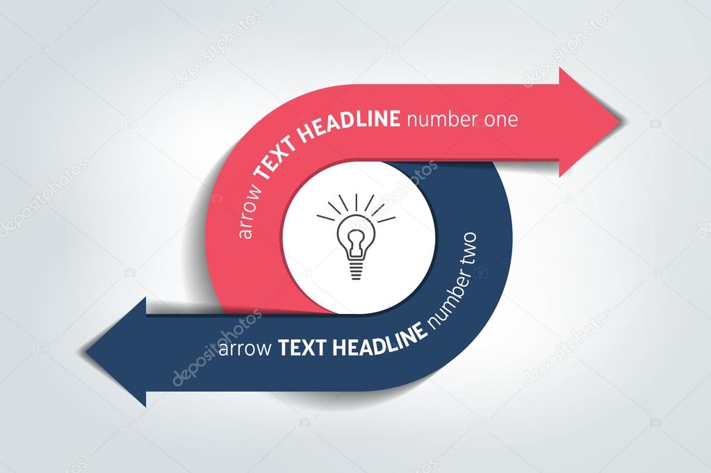 Circle, round divided in two arrows. Template, scheme, diagram, chart ...