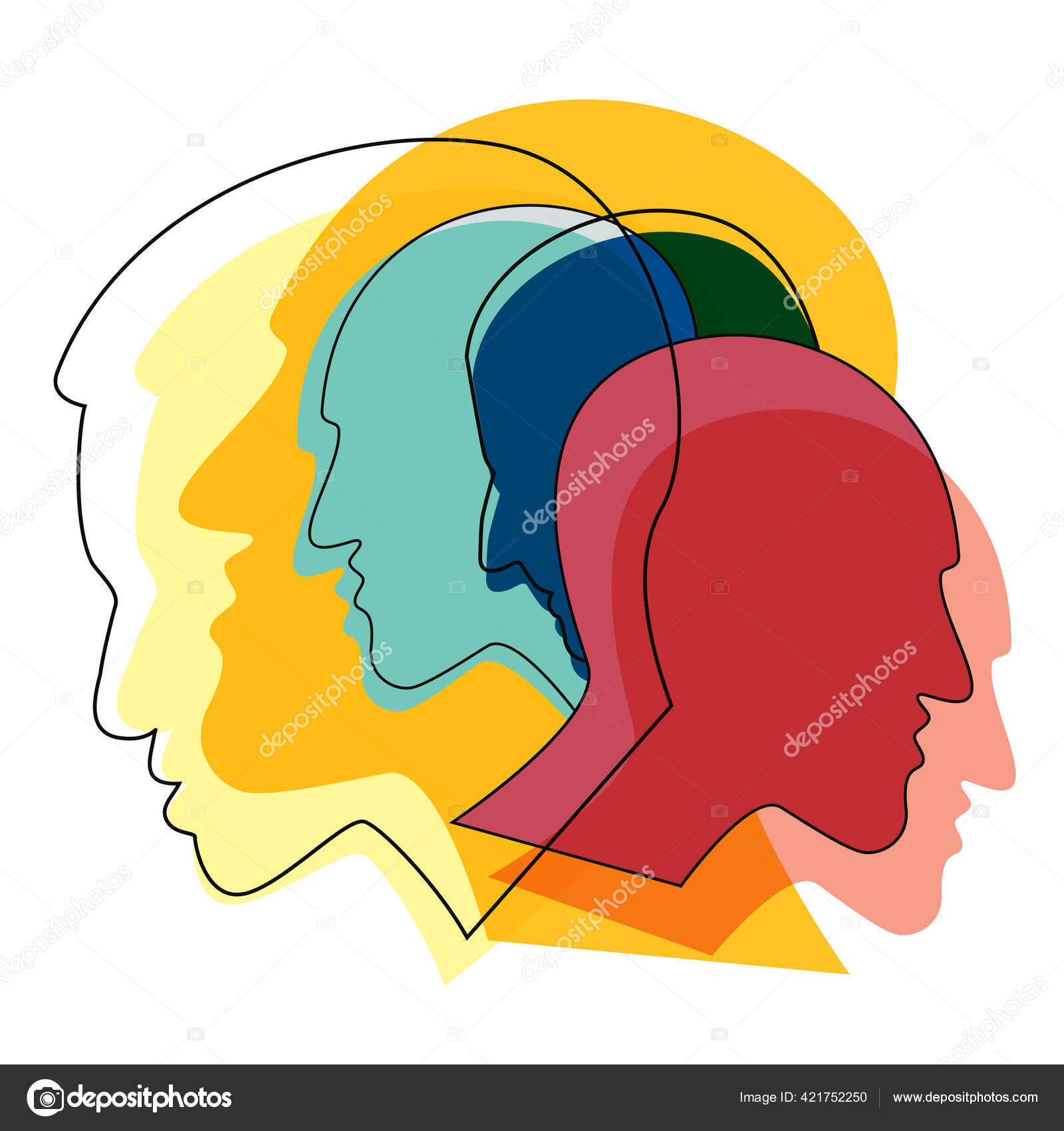 People Prophile Heads Schizophrenia Concept Symbol Depresion Dementia ...