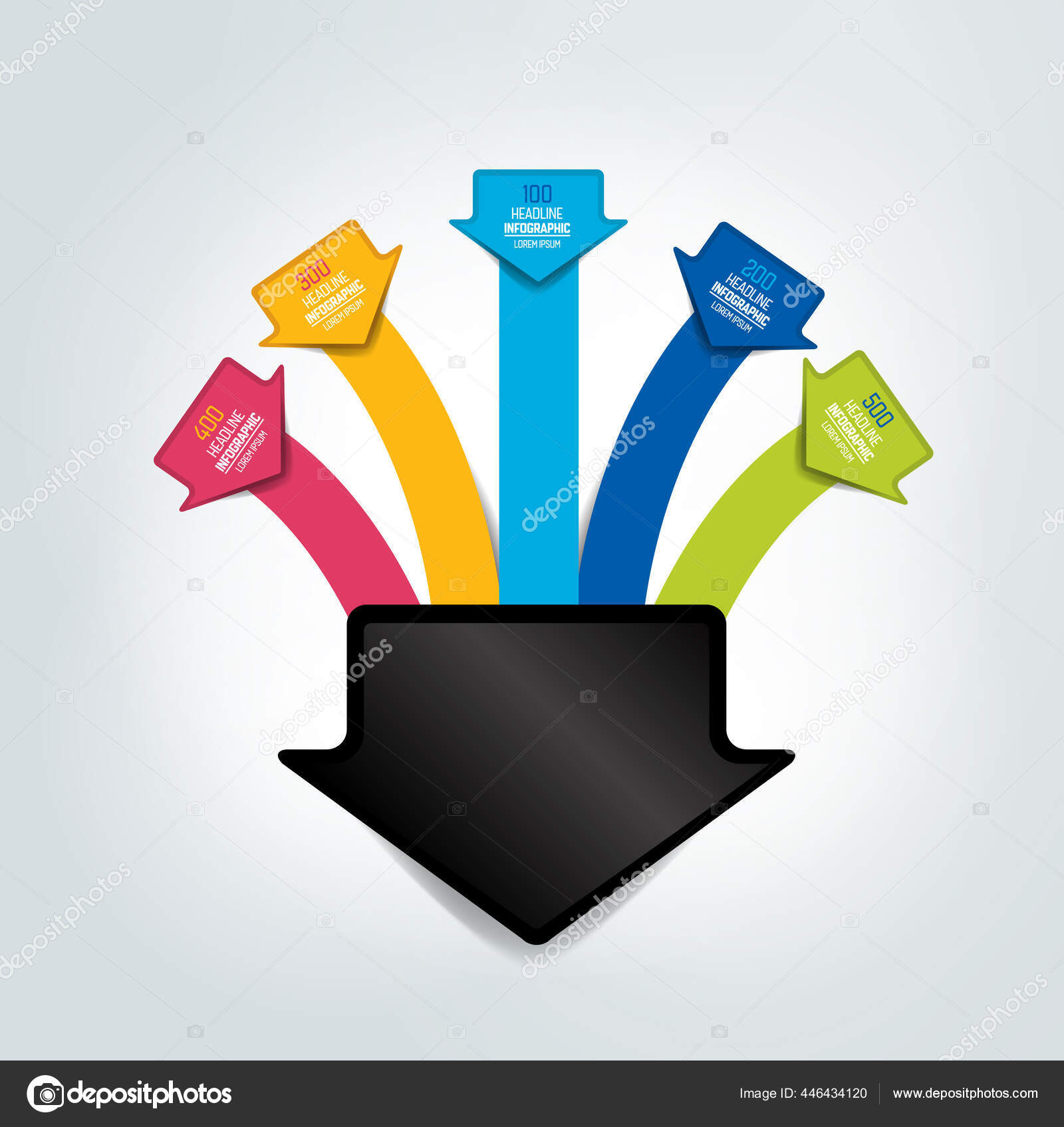 Arrows Merging One Point Infographics Chart Scheme Stock Illustration ...