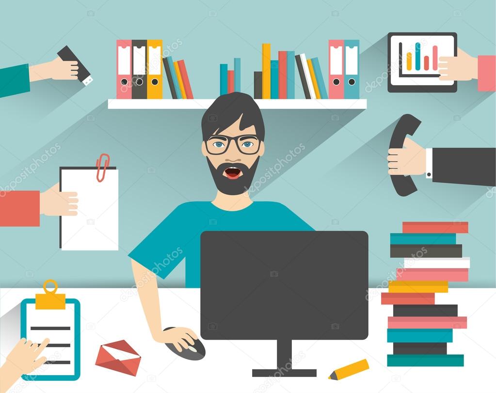 Hardworking Person Cartoon