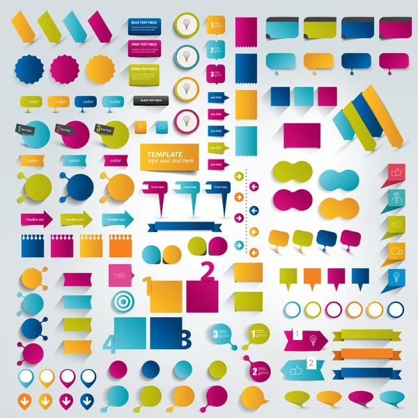 Big set infographics flat design elements, schems, charts, buttons ...