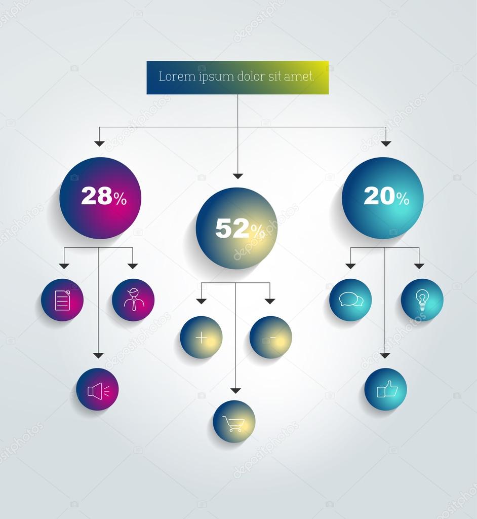 Infographics round flowchart. Colored shadows scheme. Stock Vector by ...