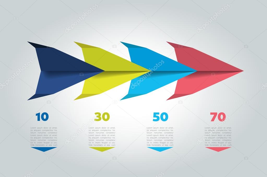 4 Steps arrow tutorial, chart, diagram. One, two, three concept. Stock ...
