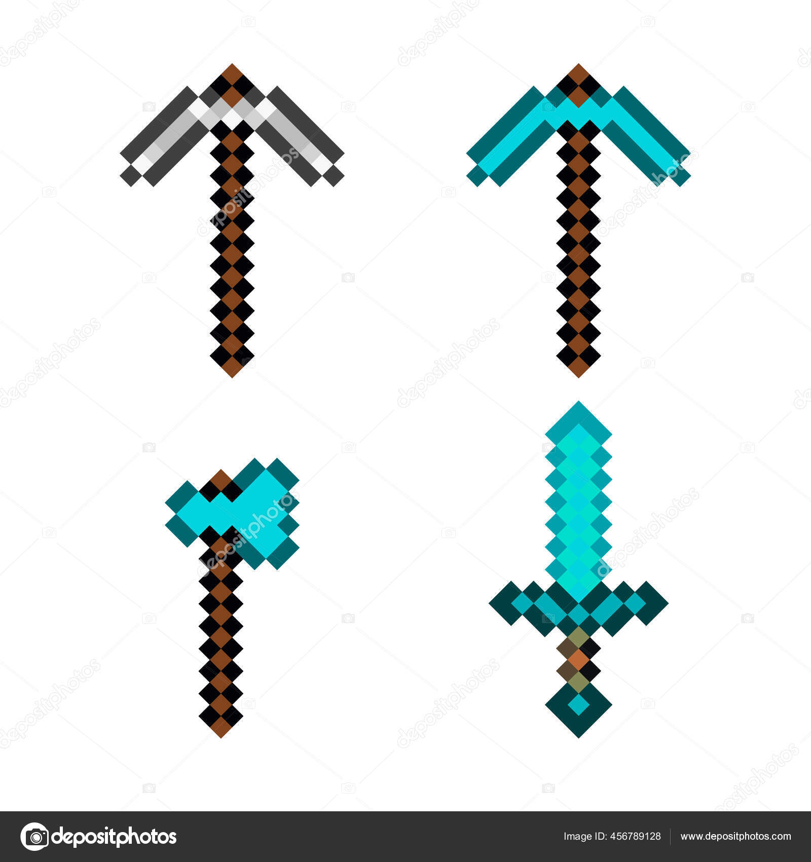 Pixel Art De La Hache Minecraft Pin Page