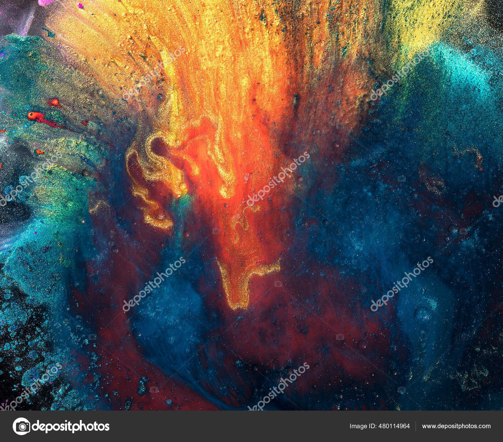 Beautiful Acrylic Color Abstract Background Colored Marble Mixed Ink ...