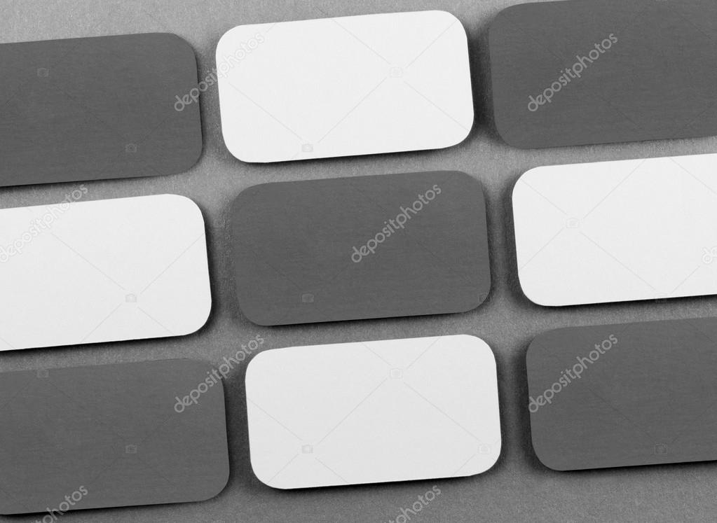 Blank business cards with rounded corners on a gray background Stock ...