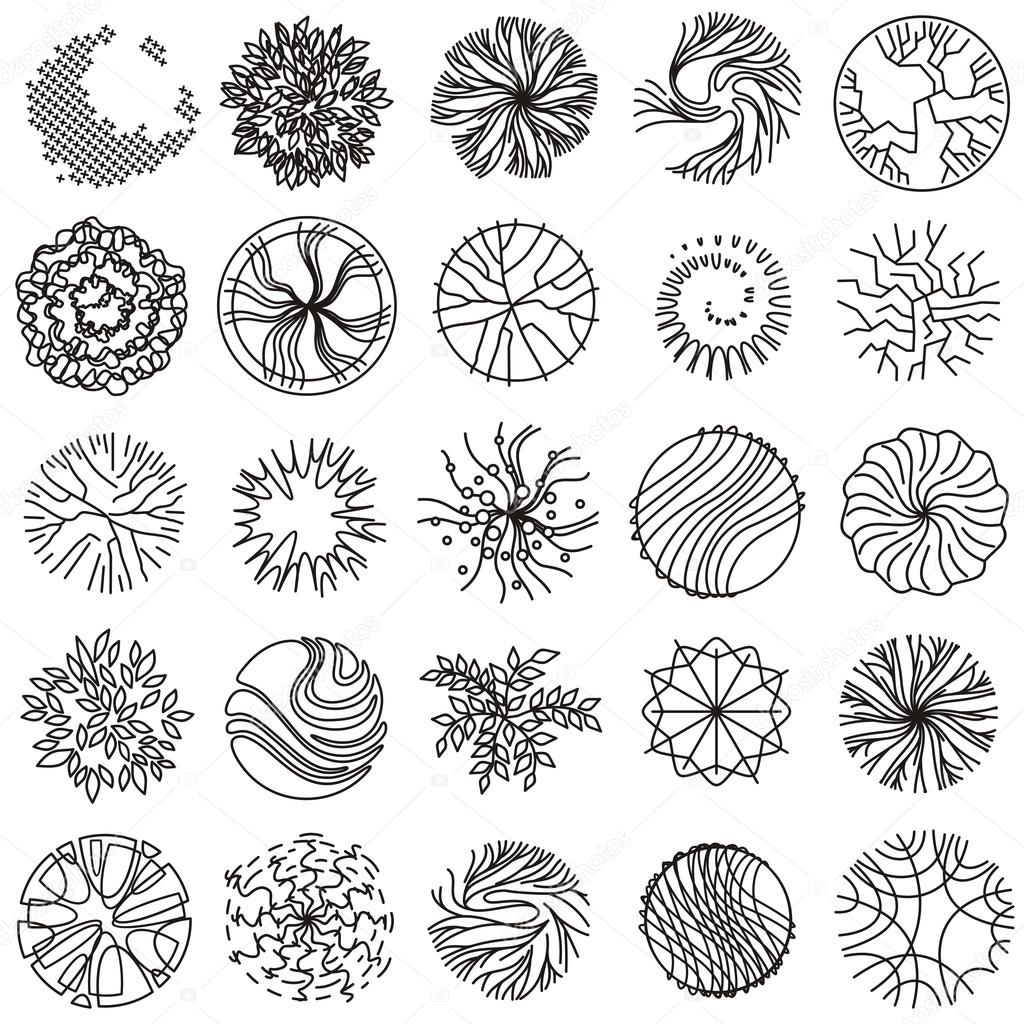 Trees - top view. Easy to use in your landscape design projects. Stock ... Trees - top view. Easy to use in your landscape design projects. Stock ...