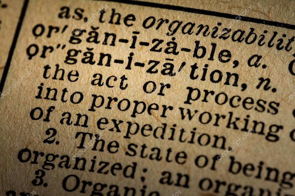 Close-up of the word ORGANIZATION and its definition — Stock Editorial ...