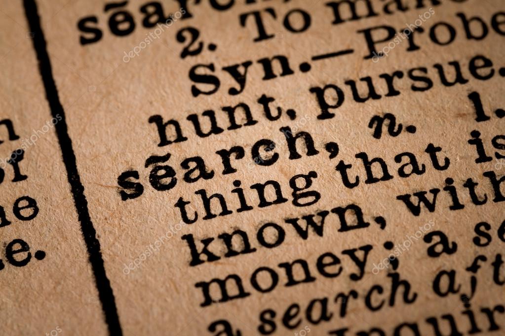 Close-up of an Opened Dictionary showing the Word SEARCH — Stock Photo ...