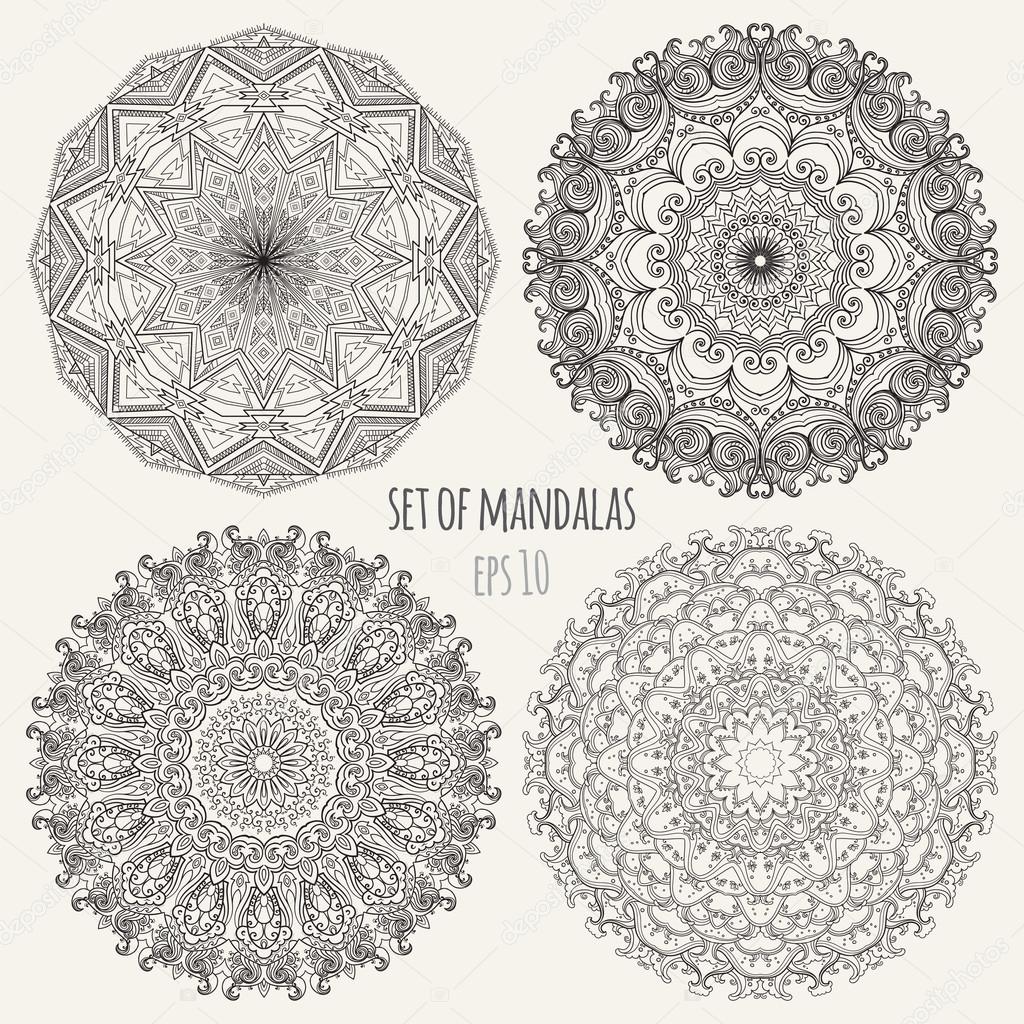 Set of contour mandalas Stock Vector Image by ©arborelza #83713538