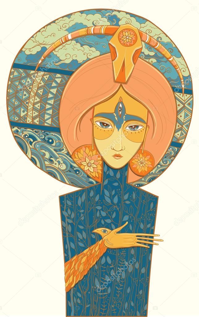 Shaman Diosa del nacimiento y la muerte. Ilustración vectorial Vector ...