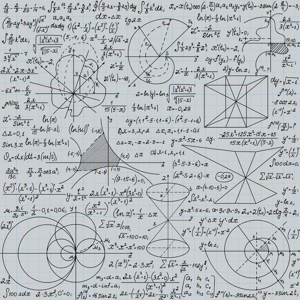 Math vector seamless pattern with geometrical figures, formulas and calculations. Endless ...