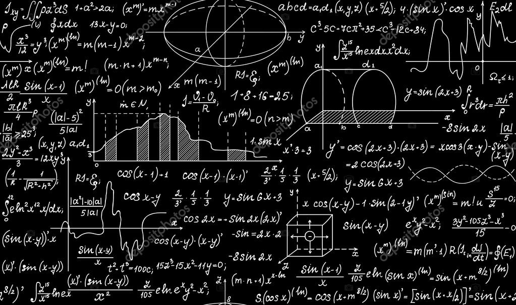 Mathematical vector endless seamless texture with plots and formulas ...