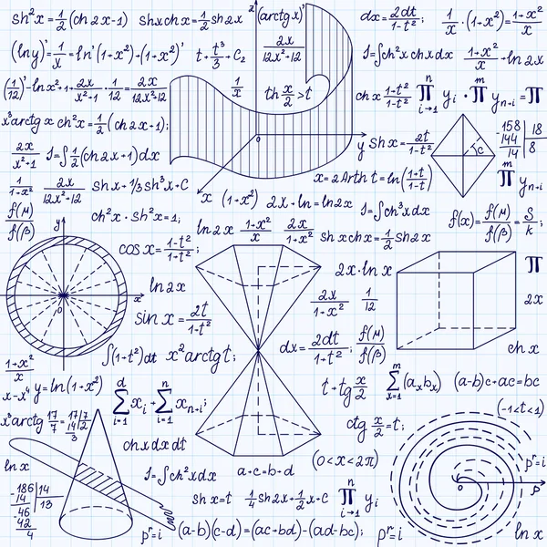 Mathematical vector seamless texture with formulas and geometrical ...
