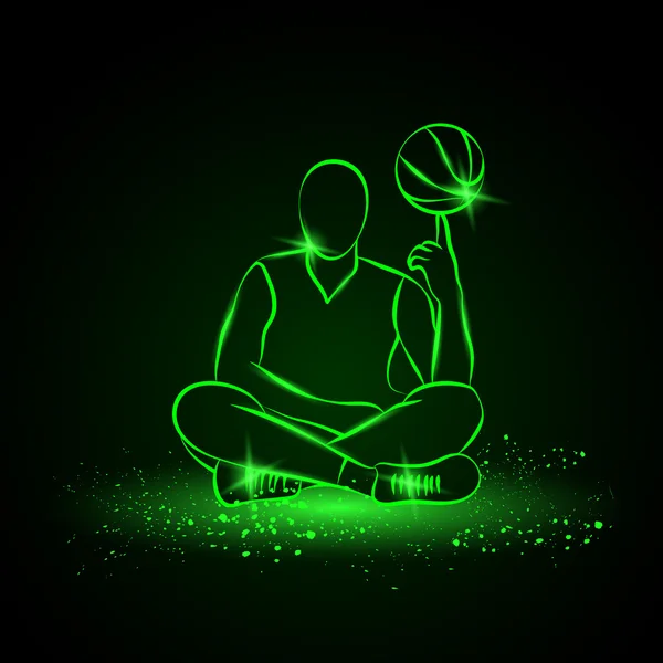 Basketball player with ball. Neon style — Stock Vector © Leo_Troyanski ...