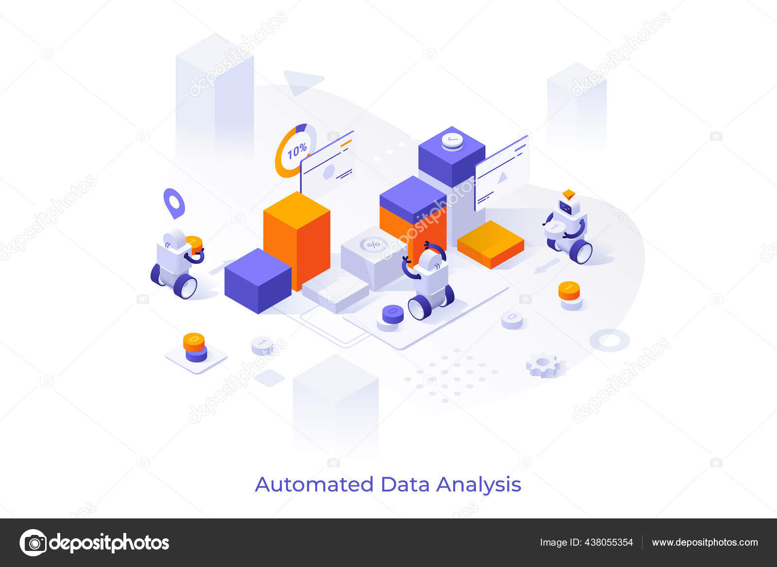 Concept Working Robots Charts Diagrams Graphs Place Text Automated Big ...