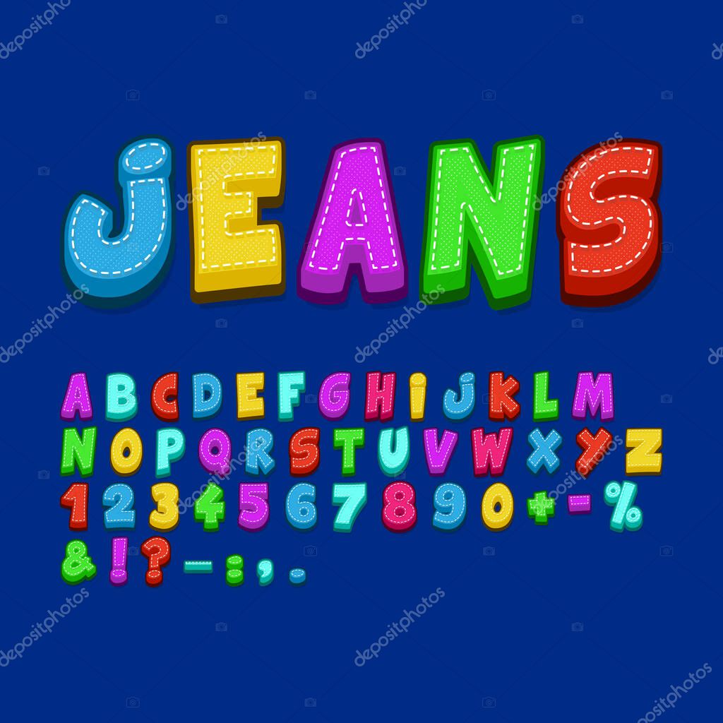 Vaqueros. Letras en estilo casual. Le ahorra tiempo trabajando en ...